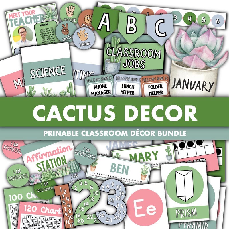 Cactus Classroom Decor - Etsy