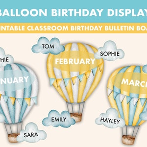 Hot Air Balloon Birthday Bulletin Board Kit Birthday Display Bulletin ...