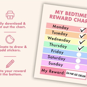 Bedtime Reward Chart for Kids || Printable Bedtime Routine Chart ...