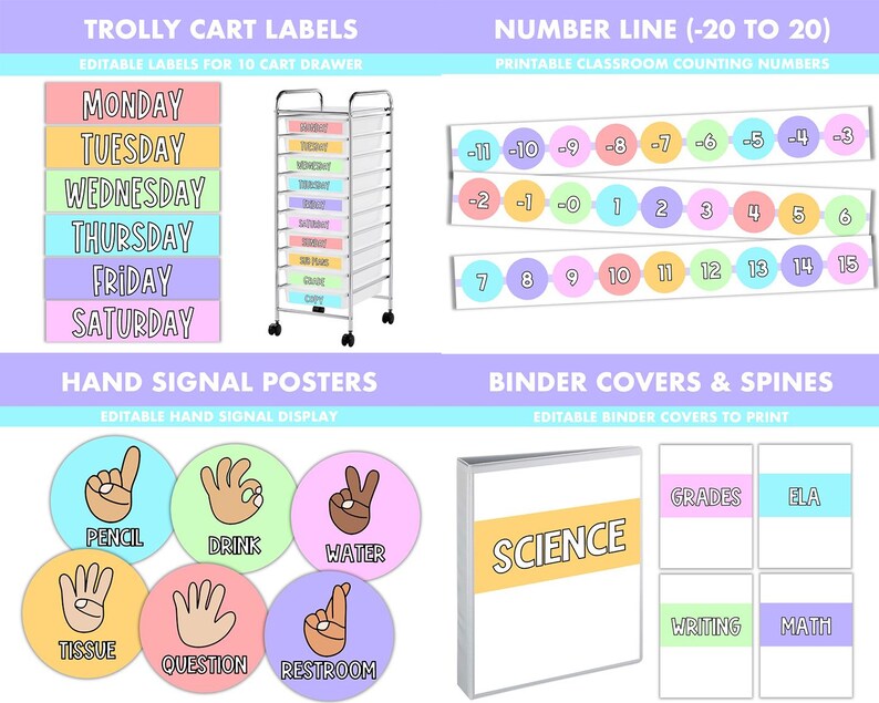 Pastel Classroom Decor Bundle || Editable Classroom Printable Display ...