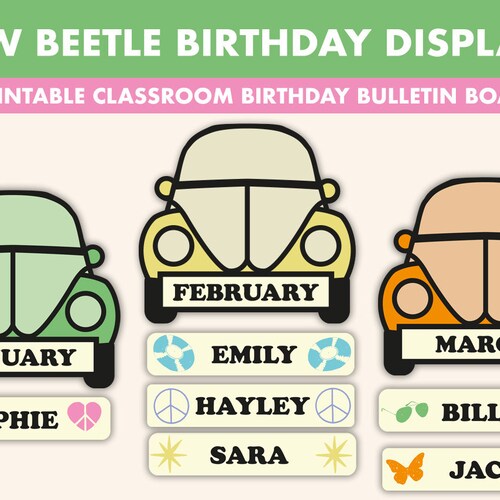 Groovy Beetle Birthday Bulletin Board Kit Retro Birthday - Etsy
