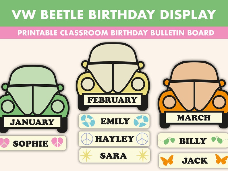 Groovy Beetle Birthday Bulletin Board Kit Retro Birthday - Etsy