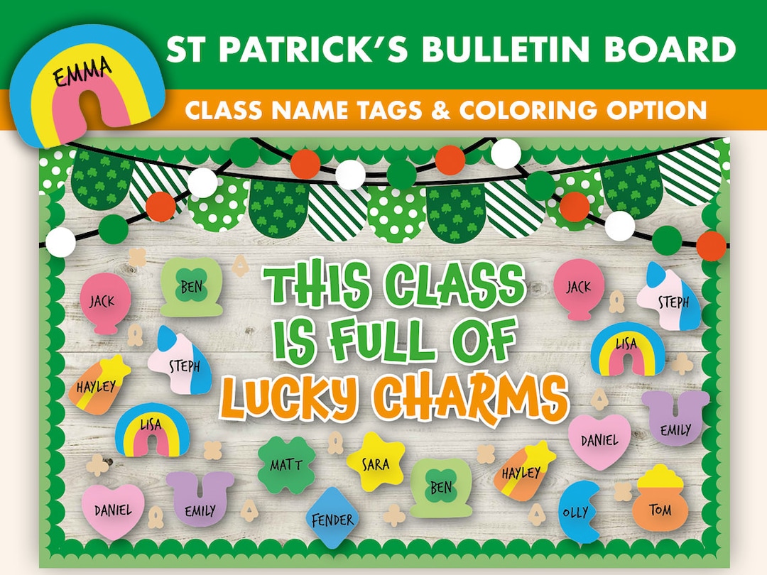 Lucky Charms Bulletin Board Kit St Patricks Day Bulletin Boards Digital ...