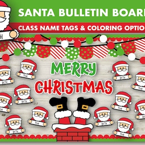 Santa Bulletin Board Kit Christmas Bulletin Boards Digital Christmas ...