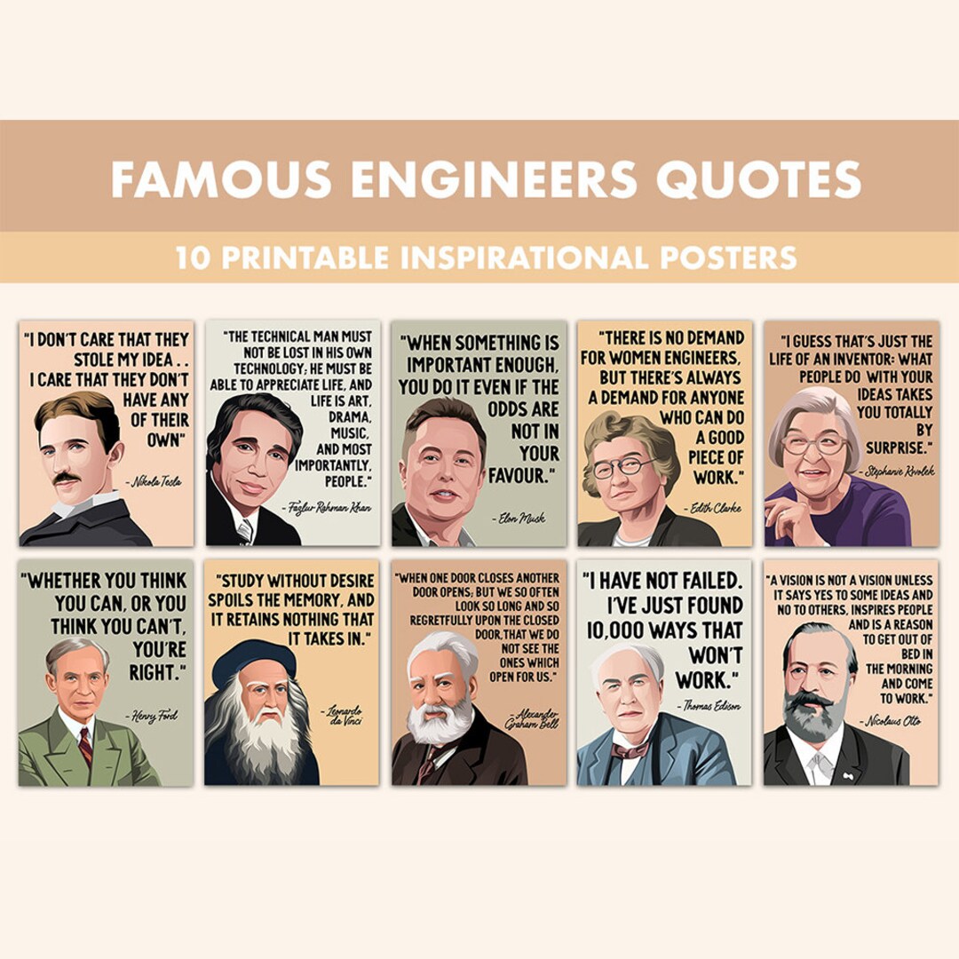 Engineering Printable Posters || 10 Inspirational Engineer Quotes ...
