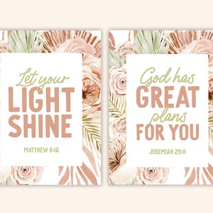 Boho Floral Bible Quote Posters || 8 Inspirational Bible Verse Wall Art ...