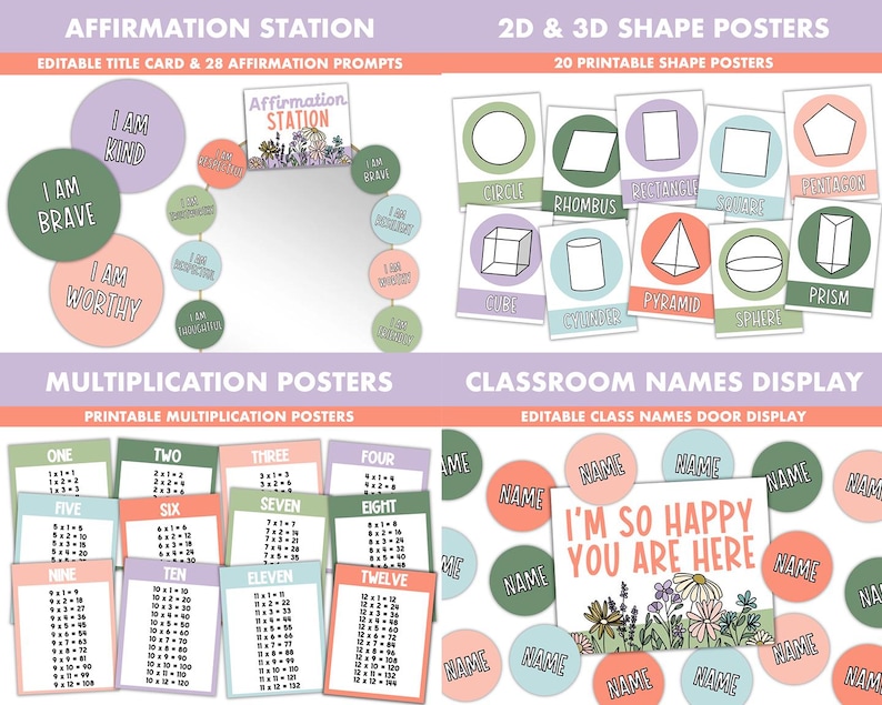 Wildflowers Classroom Decor Bundle || Editable Classroom Printable ...