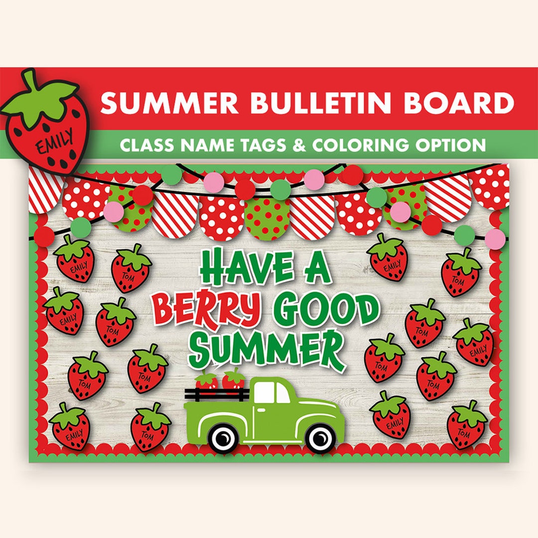 Strawberry Bulletin Board Kit || Summer Bulletin Boards Digital || May ...