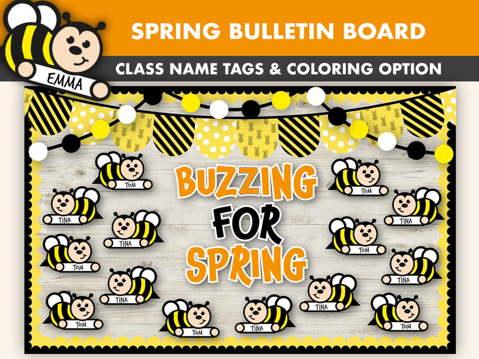 Bee Bulletin Board Kit Spring Bulletin Boards Digital - Etsy