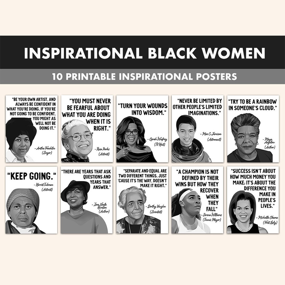 Black Women Printable Posters || 10 Inspiration Black Women Quote ...