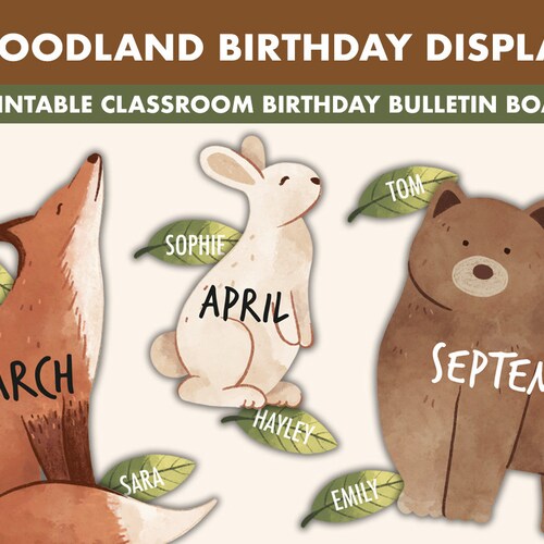 Woodland Birthday Bulletin Board Kit Birthday Display - Etsy