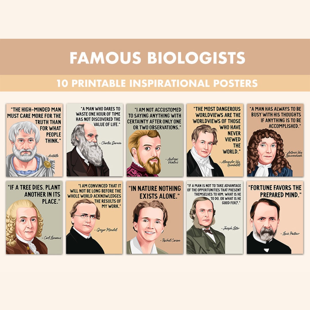Famous Biologists Printable Posters || 10 Inspiration Biology Quote ...