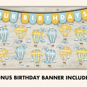 Hot Air Balloon Birthday Bulletin Board Kit || Birthday Display ...