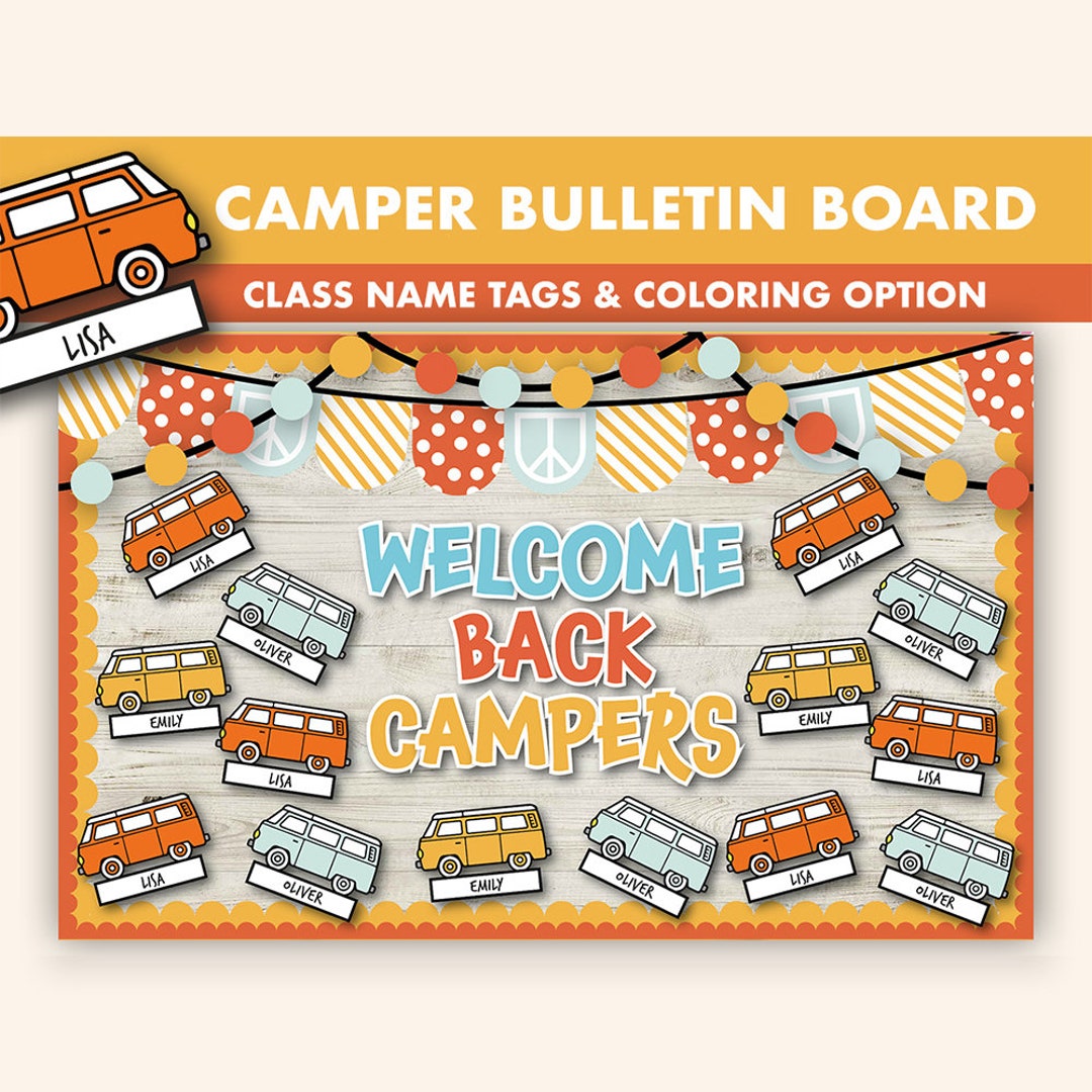 Back to School Bulletin Board Kit || VW Camper Bulletin Boards Digital ...