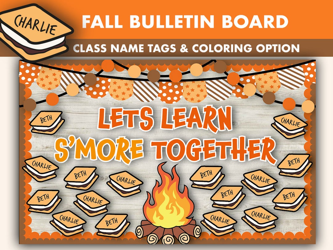 Smores Bulletin Board Kit Fall Bulletin Boards Digital Fall Bulletin ...