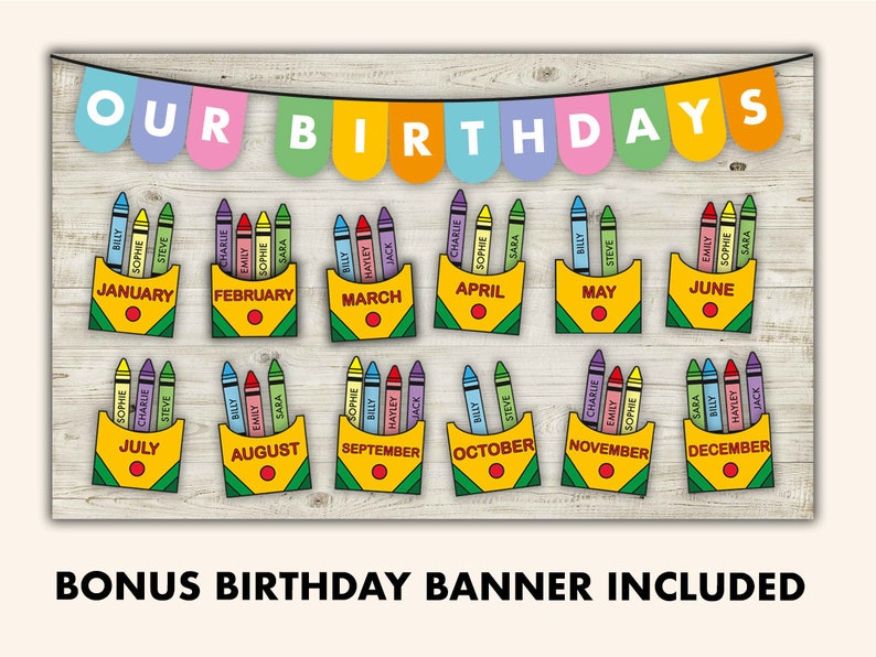 Crayon Birthday Bulletin Board Kit Birthday Display - Etsy