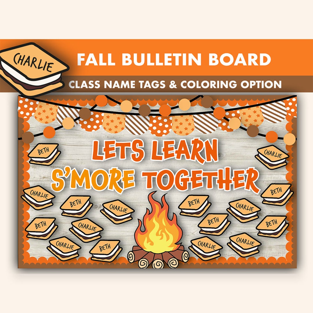 Smores Bulletin Board Kit || Fall Bulletin Boards Digital | Fall ...