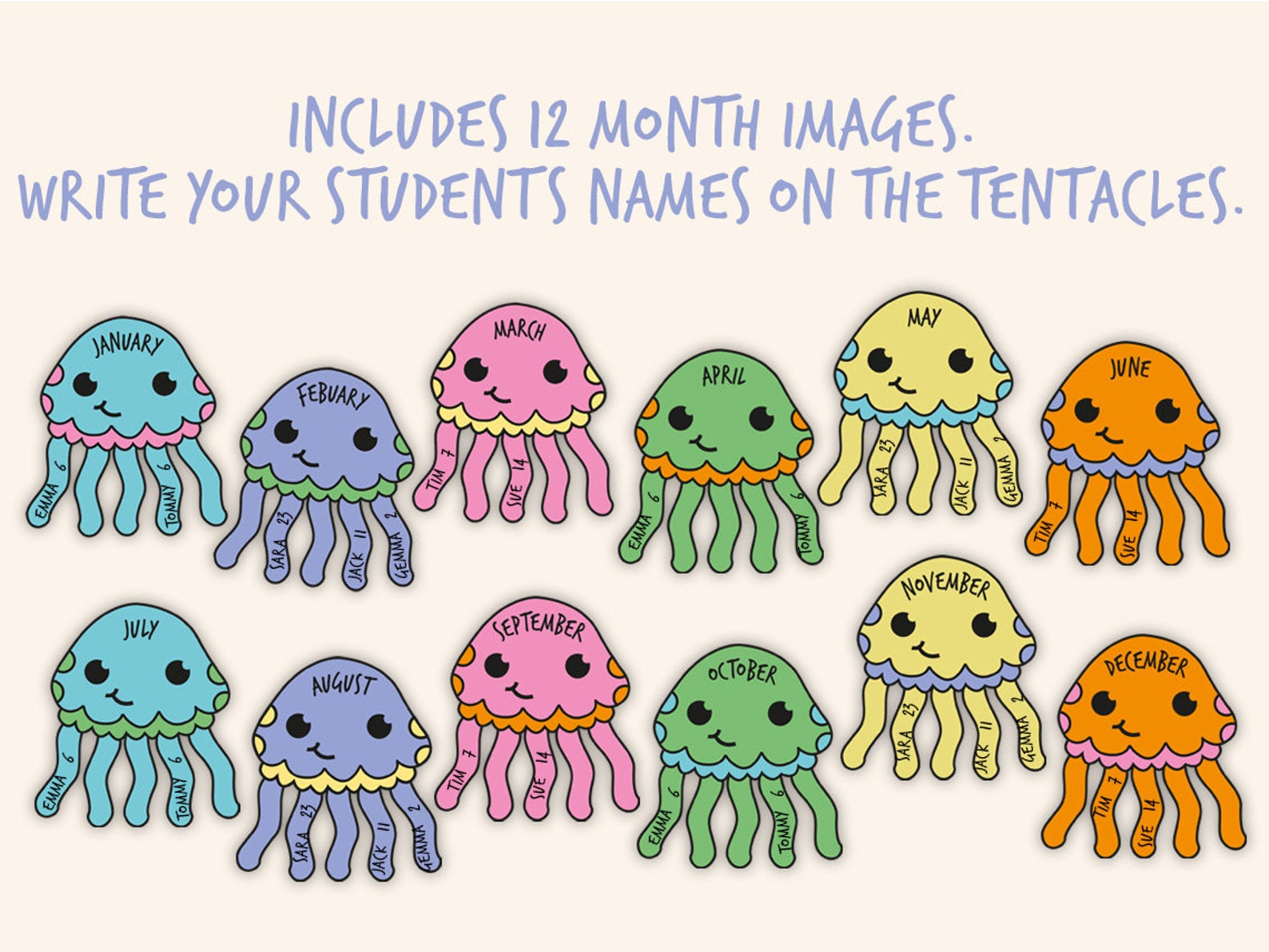 Jellyfish Birthday Bulletin Board Kit || Birthday Display Bulletin ...