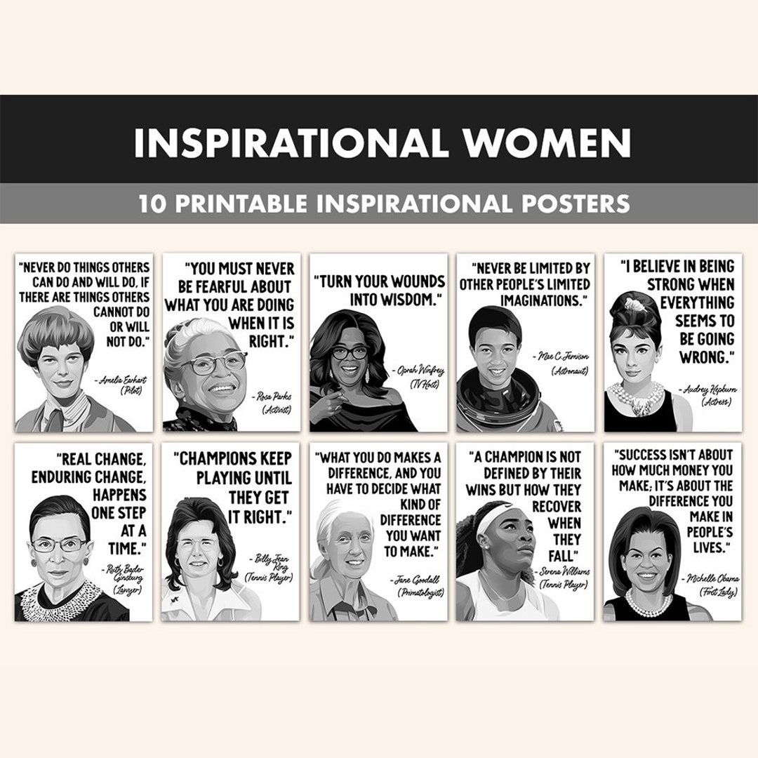 Inspirational Women Printable Posters || 10 Inspiration Women Quote ...