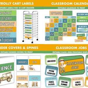 Safari Classroom Decor Bundle || Editable Classroom Printable Display ...