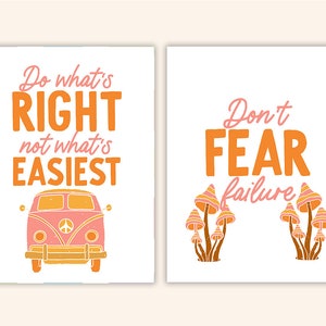 Retro Groovy Growth Mindset Posters || 8 Inspiration Quote Posters for ...