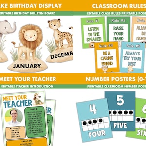 Safari Classroom Decor Bundle || Editable Classroom Printable Display ...