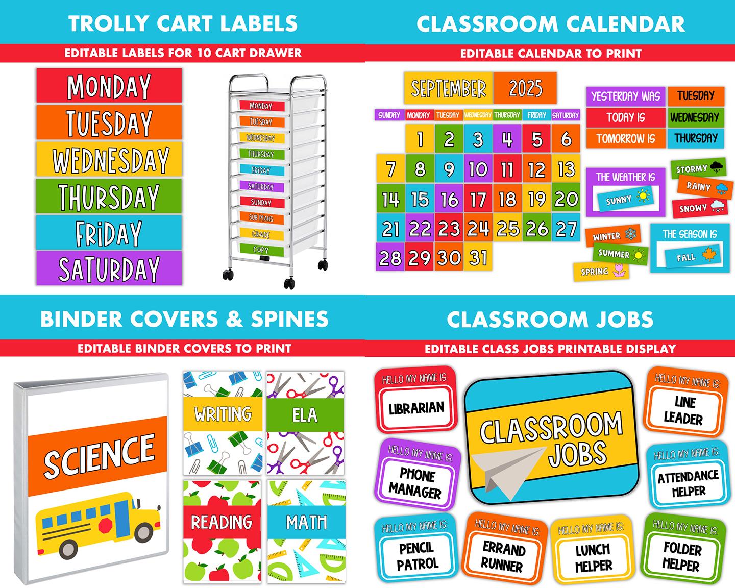 School Classroom Decor Bundle || Editable Classroom Printable Display ...