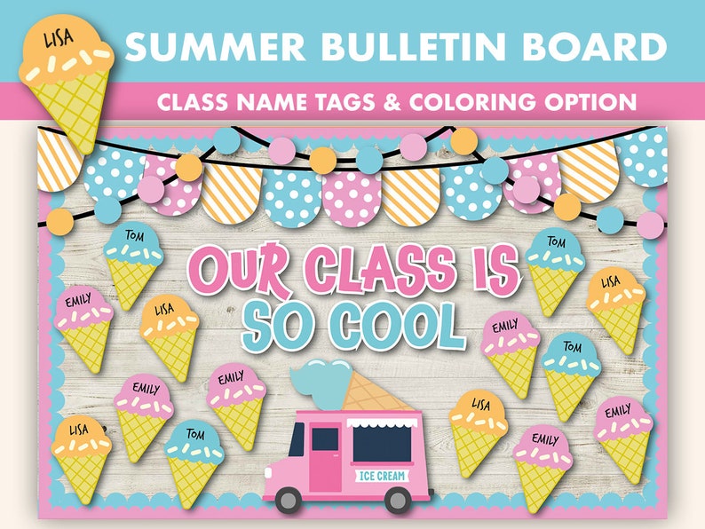 Ice Cream Bulletin Board Kit Summer Bulletin Boards Digital - Etsy