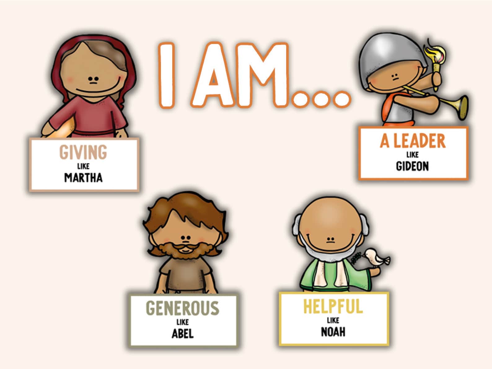 Boho Bible Characters Bulletin Board 19 Printable Christian Classroom ...