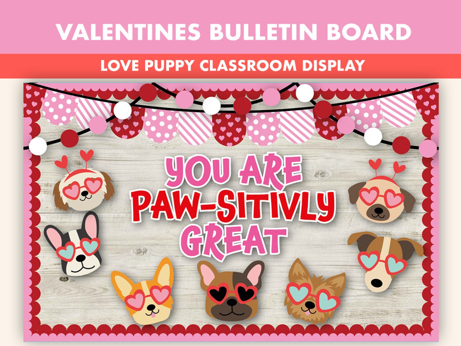 Dog Valentines Day Bulletin Board Kit Valentines Bulletin - Etsy