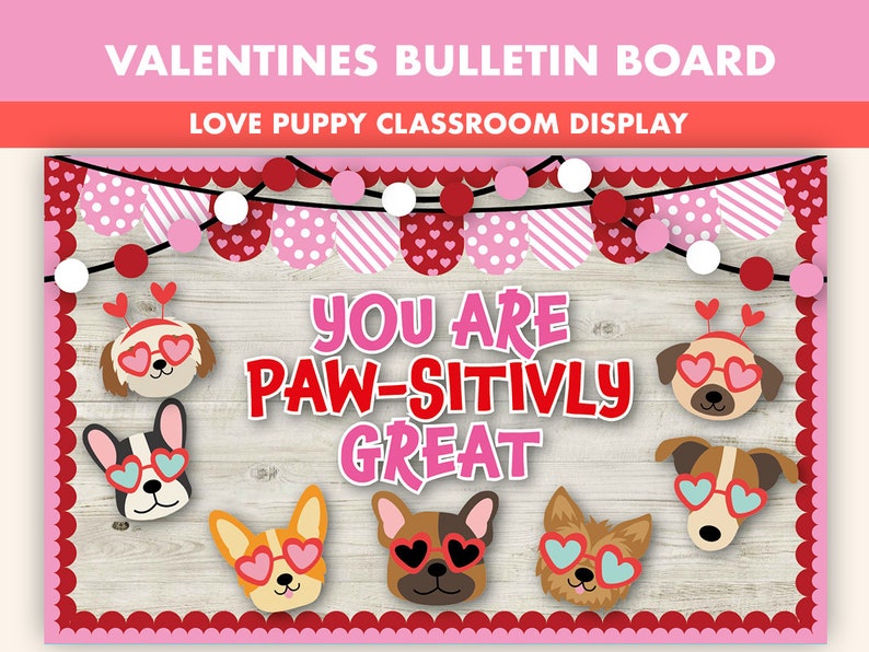 Dog Valentines Day Bulletin Board Kit Valentines Bulletin - Etsy
