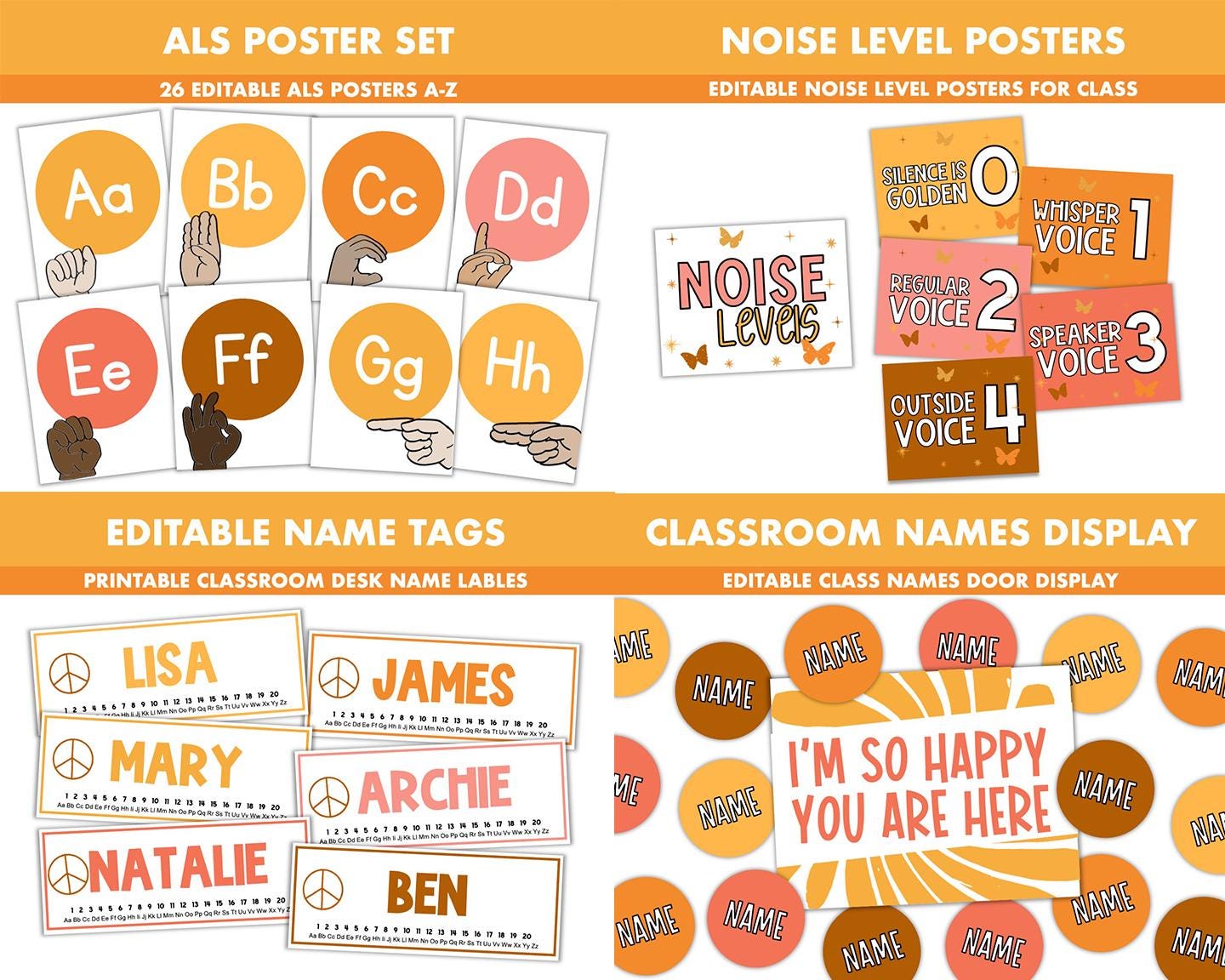 Retro Vibes Classroom Decor Bundle || Editable Classroom Printable ...