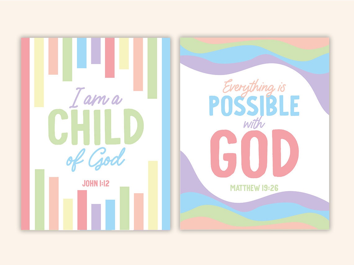 Pastel Bible Quote Posters || 8 Inspirational Bible Verse Wall Art for ...