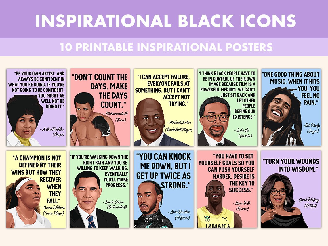 Black Icons Printable Posters 10 Inspiration Black People - Etsy