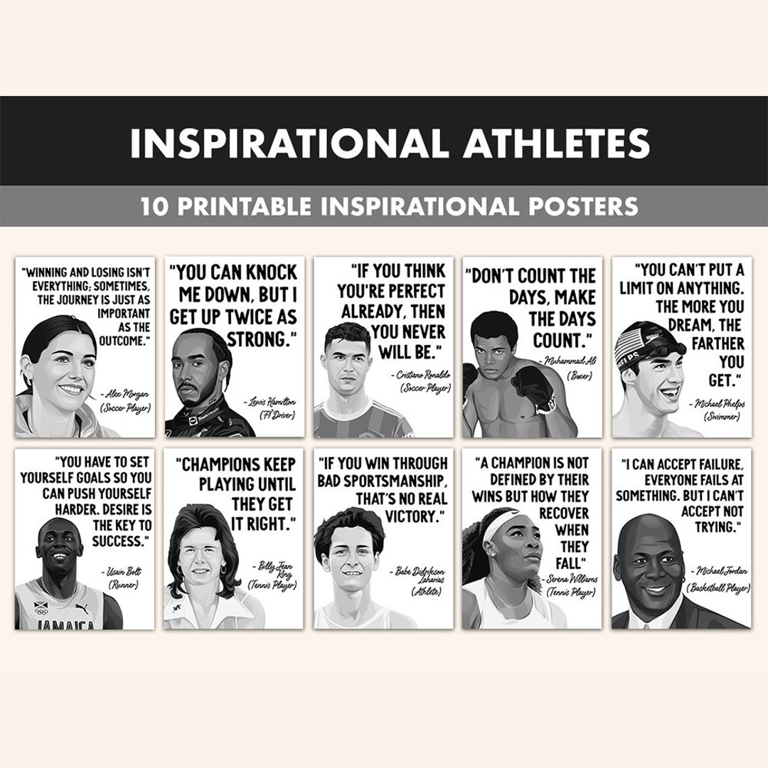 Inspirational Athletes Printable Posters || 10 Inspiration Quote ...