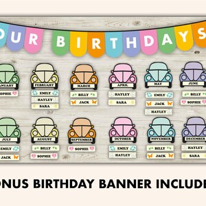 Groovy Beetle Birthday Bulletin Board Kit || Retro Birthday Display ...