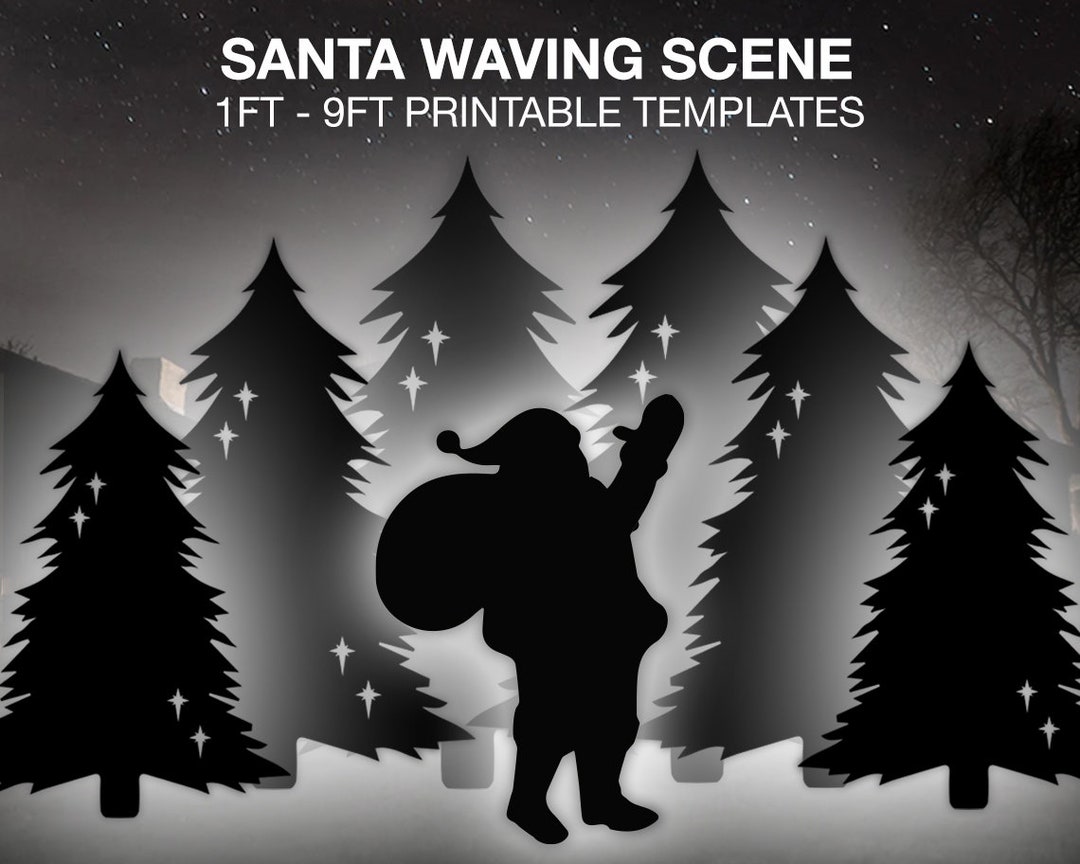 Santa Waving Template Printable Trace and Cut Christmas Tree Silhouette ...