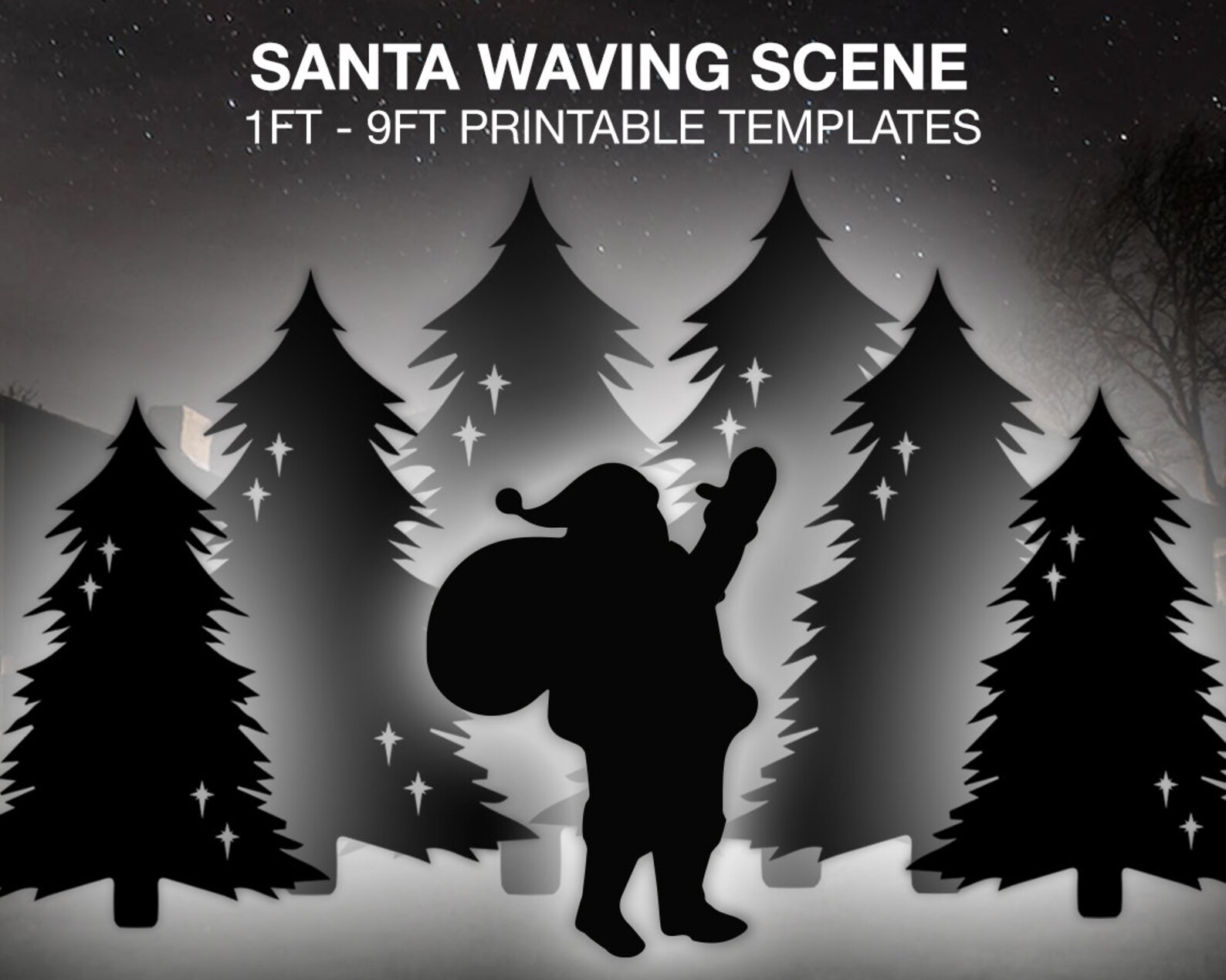 Santa Waving Template Printable || Trace and Cut Christmas Tree ...
