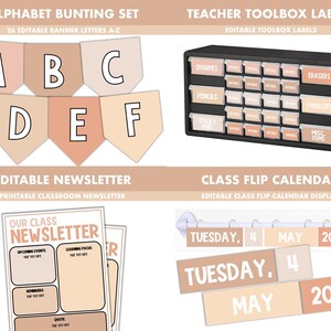 Calm Neutral Classroom Decor Bundle || Editable Classroom Printable ...