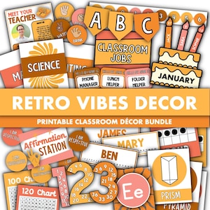 Retro Vibes Classroom Decor Bundle || Editable Classroom Printable ...