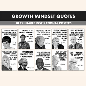 Famous Growth Minset Quotes Printable Posters || 10 Growth Mindset ...