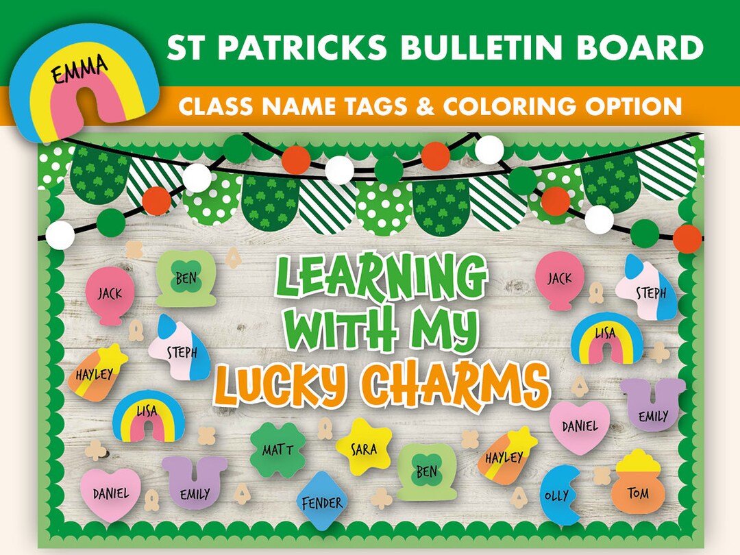 Lucky Charms Bulletin Board Kit St Patricks Day Bulletin Boards Digital ...