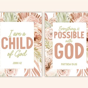 Boho Floral Bible Quote Posters || 8 Inspirational Bible Verse Wall Art ...