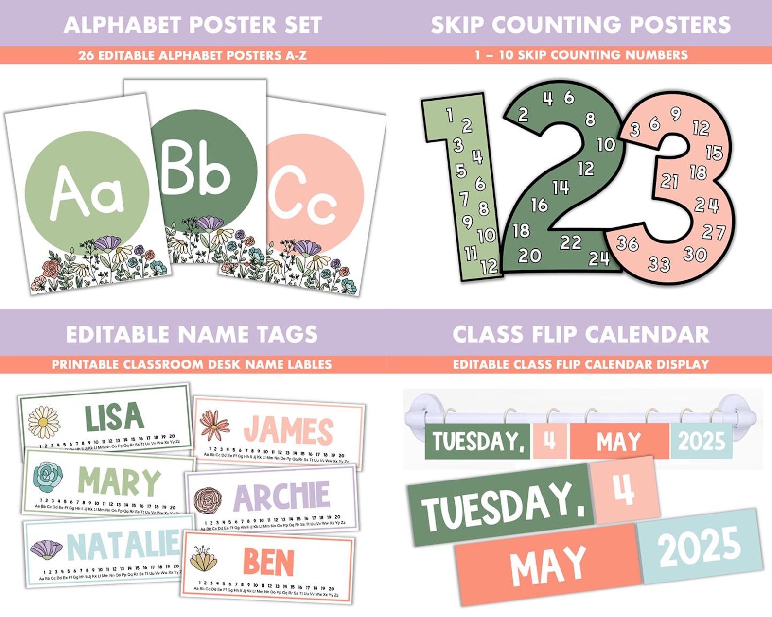 Wildflowers Classroom Decor Bundle || Editable Classroom Printable ...