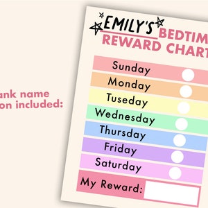 Bedtime Reward Chart for Kids || Printable Bedtime Routine Chart ...
