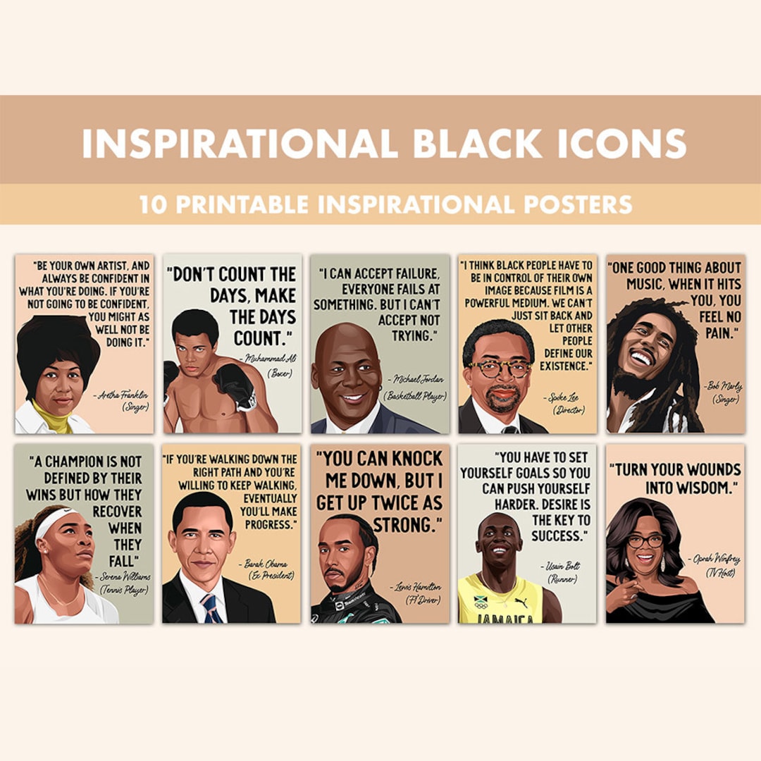 Black Icons Printable Posters || 10 Inspiration Black People Quote ...