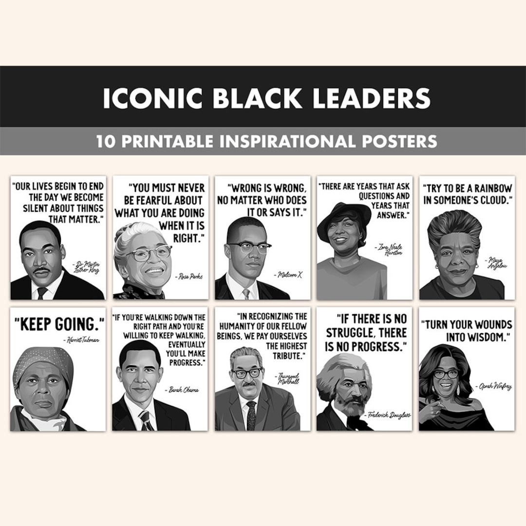 Famous Black Leaders Printable Posters | 10 Inspiration Black Leader ...