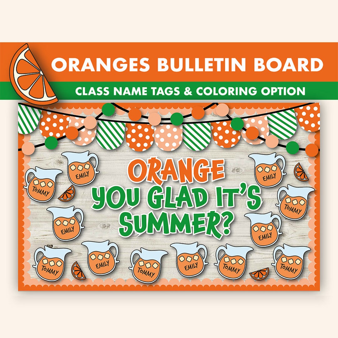 Orange Bulletin Board Kit || Summer Bulletin Boards Digital || May ...