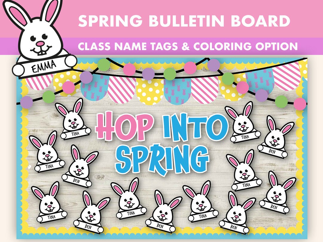 Bunny Bulletin Board Kit Spring Bulletin Boards Digital Spring Bulletin ...