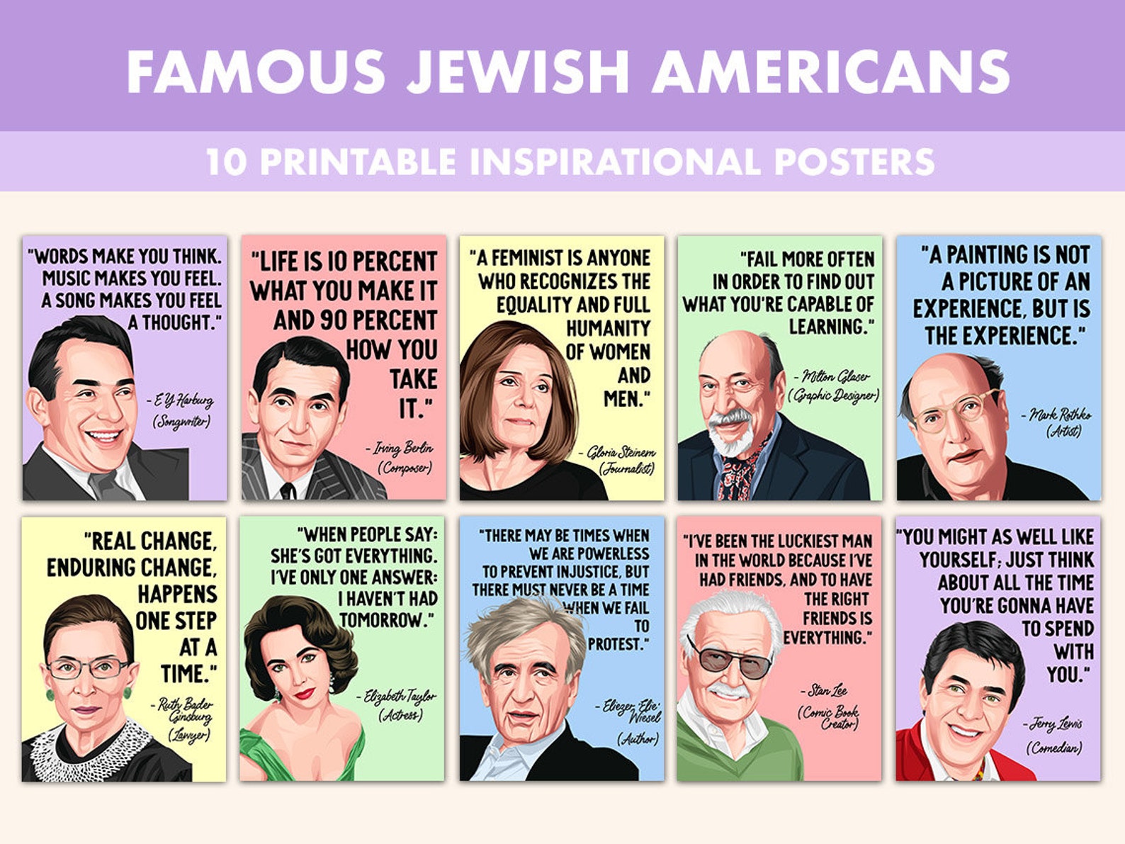 Famous Jewish Americans Printable Posters 10 Inspiration - Etsy